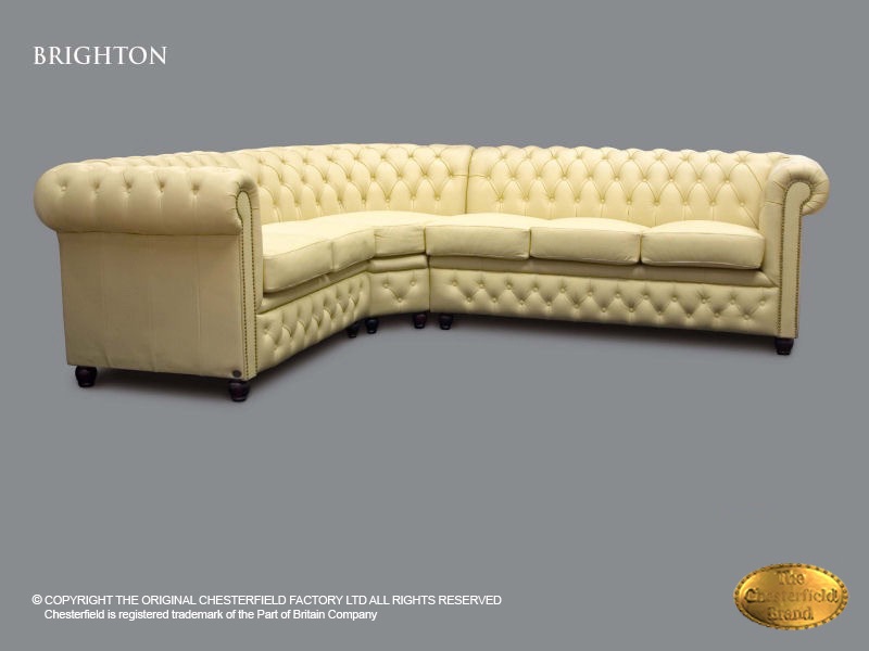 Cream Leather Chesterfield Corner Sofa | Cabinets Matttroy